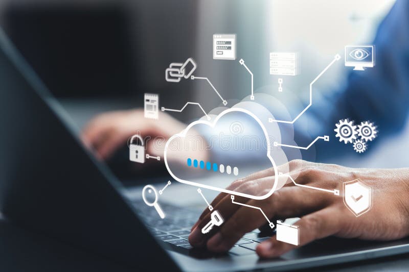 Cloud Computing and Data Security Concept with Digital Network Connections, Secure File Transfer ...