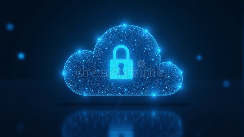Cloud Computing Data Security Cyber Protection Stock Illustration - Illustration of dark ...