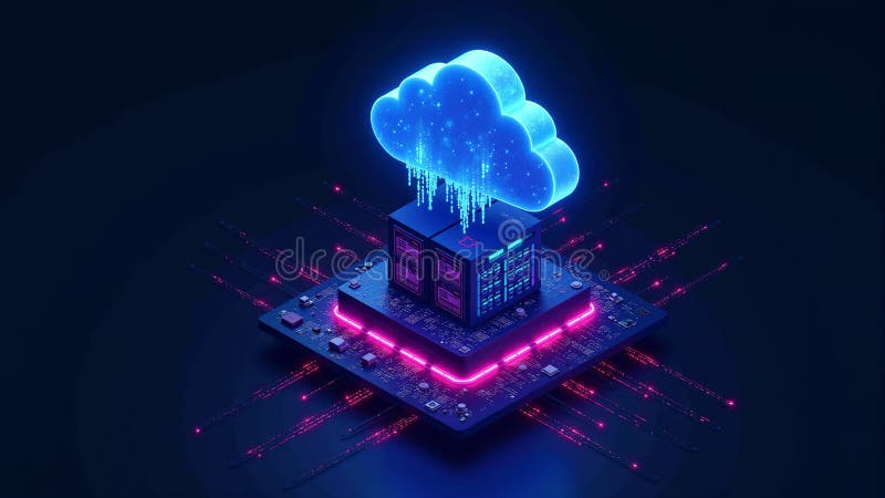 Cloud Computing Data Server Concept Stock Illustration - Illustration of intelligence, digital ...