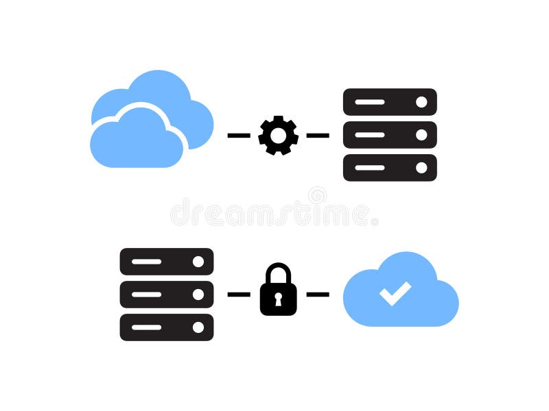 Cloud Computing and Data Server Connection Diagram Icons Stock Vector - Illustration of digital ...