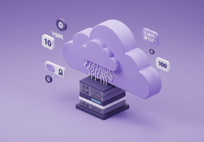Cloud Computing Data Servers in a Technology Concept Illustration Stock Illustration ...