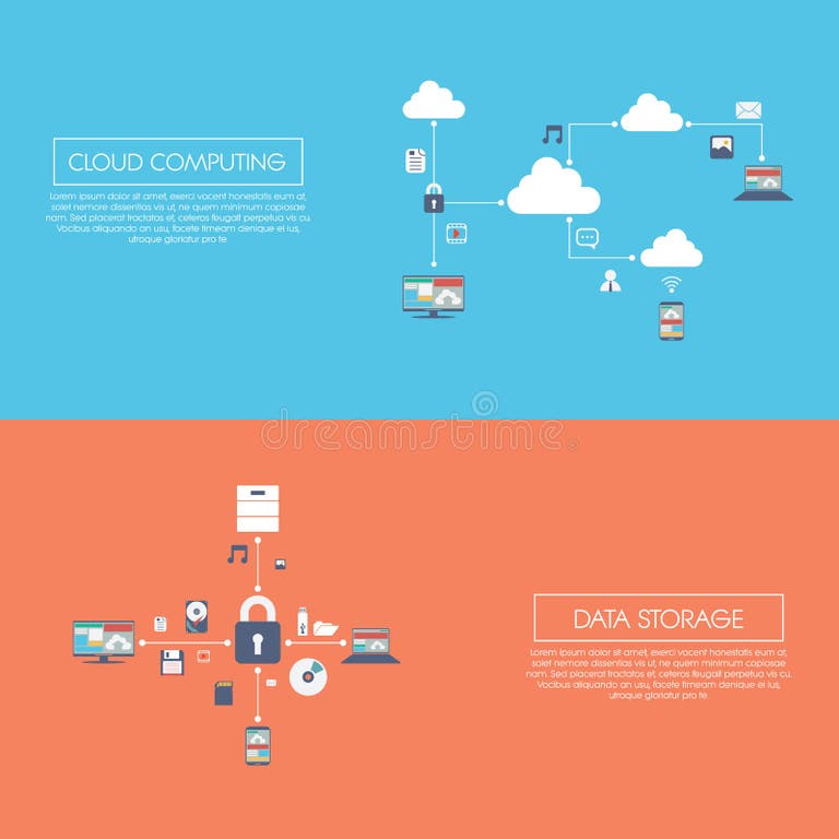 Cloud Computing and Data Storage Infographics Stock Vector ...
