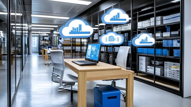 Cloud Computing Data Storage in Modern Office Workspace Stock ...