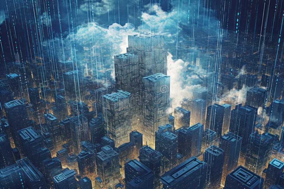 Cloud Computing and Data Storage and Processing Stock Illustration - Illustration of conceptual ...