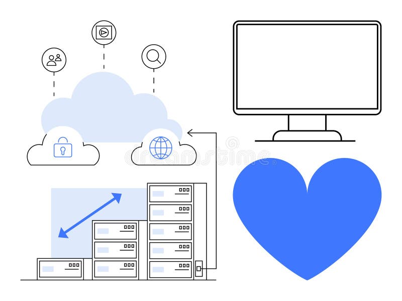 Cloud Computing, Data Storage, and Scalability with Technology Essentials Stock Vector ...