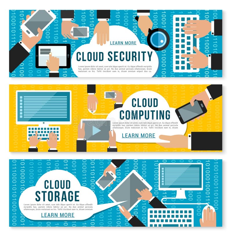Cloud Computing, Data Storage and Security Banner Stock Vector ...