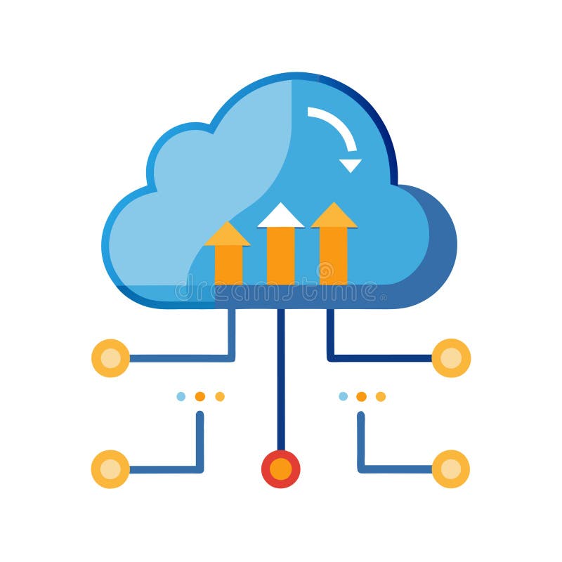 Cloud Computing Data Storage and Transfer with Connection and Data Upload Icon Stock Vector ...