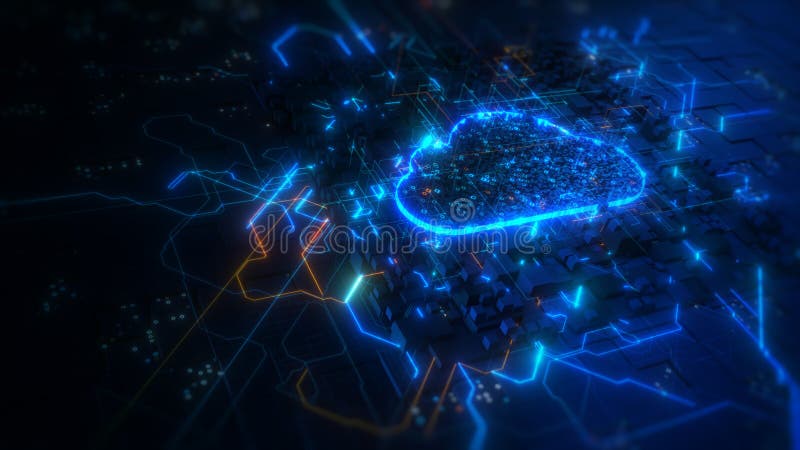 Cloud Computing Data Storage and Transfer of Digital Data, Global Network Connection, High Speed ...