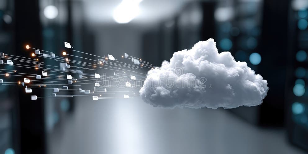 Generative AI Cloud Computing Data Stream with Files Representing ...