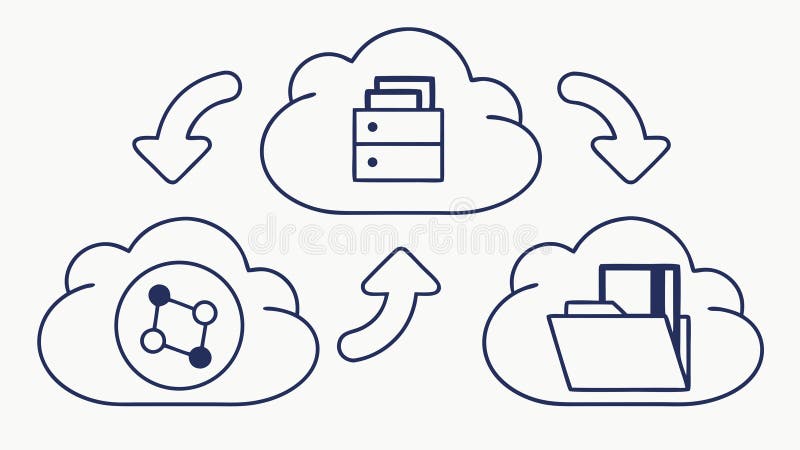 Cloud Computing Data Transfer and File Storage Icons, Vector Design Generative AI Stock ...
