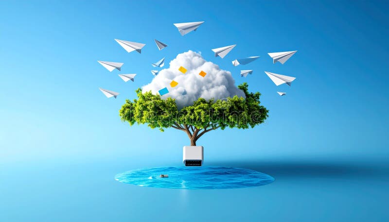Cloud Computing and Data Transfer: Green Tree USB Concept Stock ...