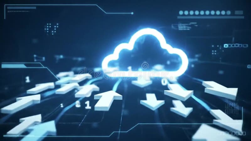 Cloud Computing Data Transfer - Network Arrows & Cloud Icon Animation Stock Video - Video of ...