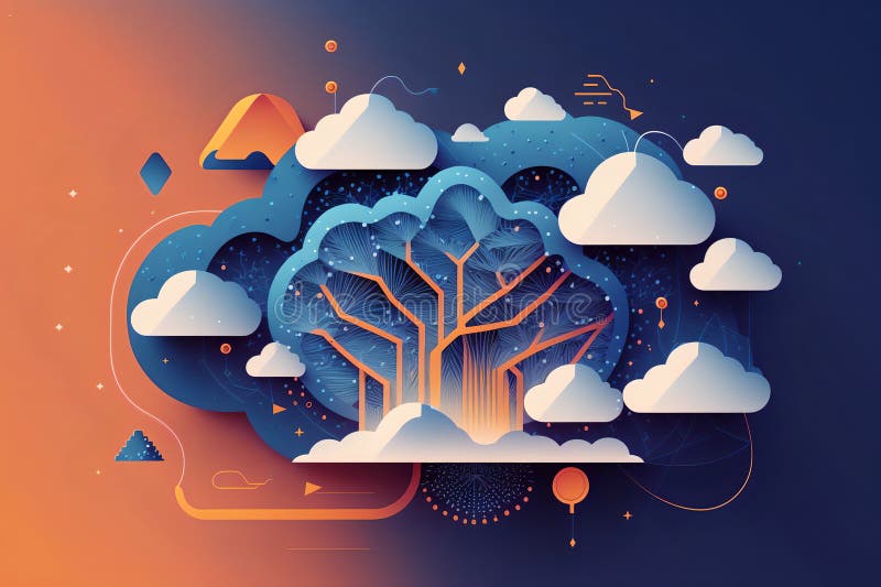 Cloud Computing Data Transfer Network Stock Illustration - Illustration ...