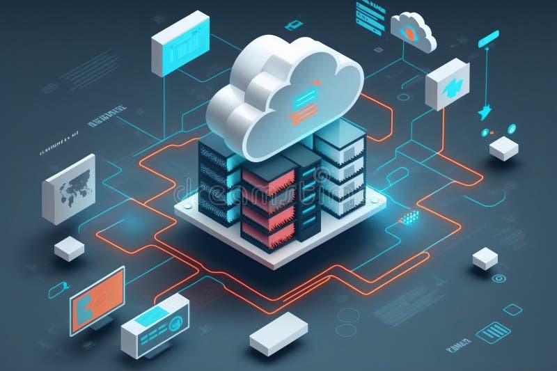 Cloud Computing Data Transfer Network Stock Illustration - Illustration ...