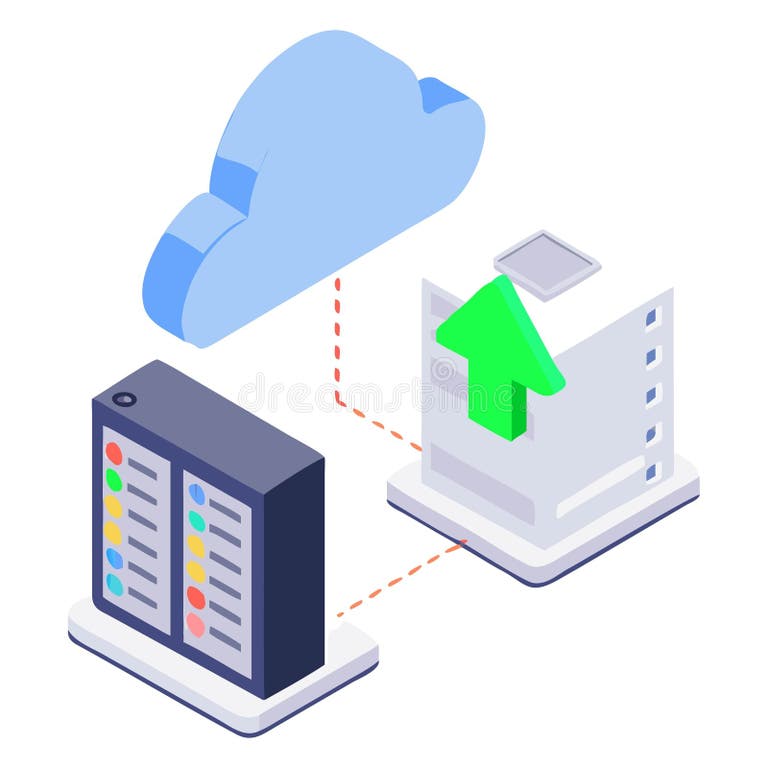Cloud Computing Data Transfer and Server Synchronization Stock Illustration - Illustration of ...