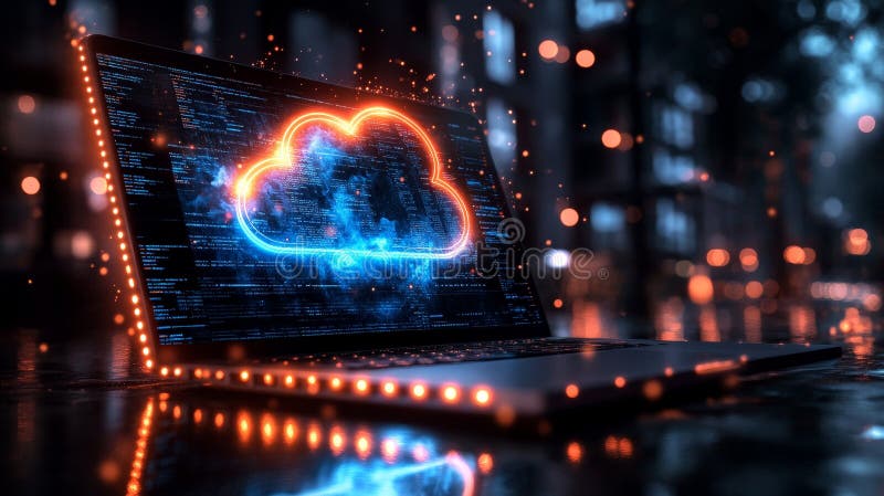 Cloud Computing and Data Transfer Technology Concept Stock Illustration ...