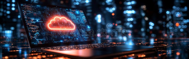 Cloud Computing and Data Transfer Technology Concept Stock Illustration - Illustration of paas ...