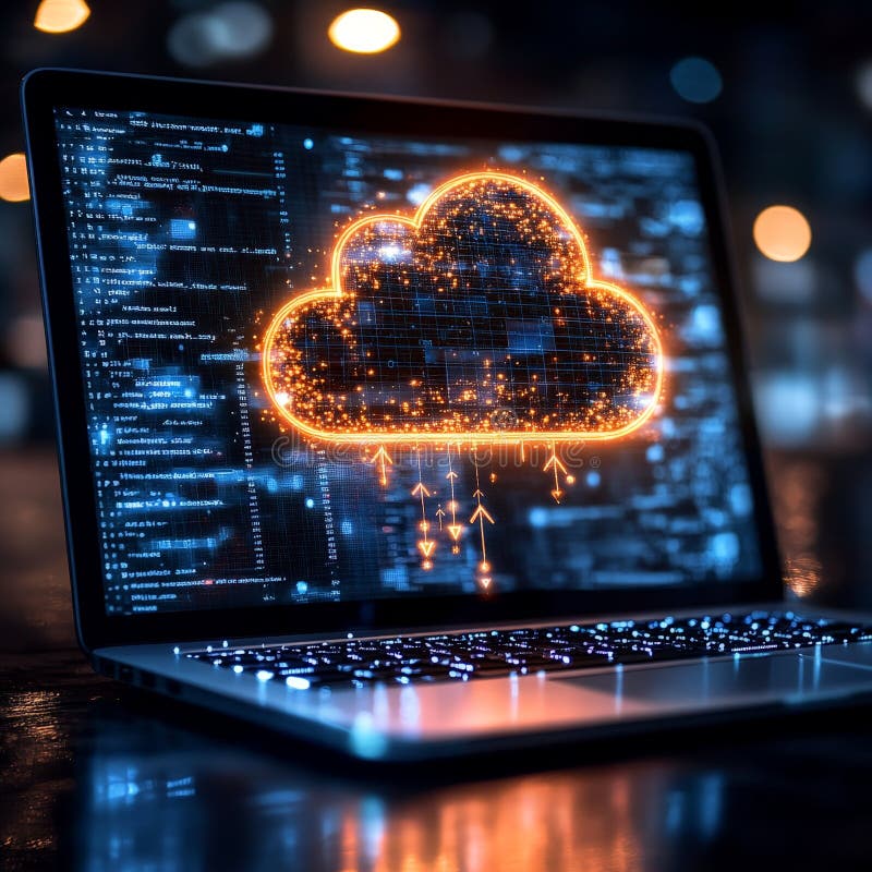 Cloud Computing and Data Transfer Technology Concept Stock Illustration ...