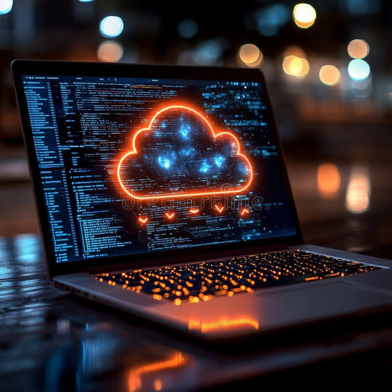 Cloud Computing and Data Transfer Technology Concept Stock Illustration ...