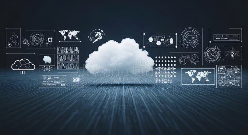 Cloud Computing and Data Visualization Stock Illustration - Illustration of computing, data ...