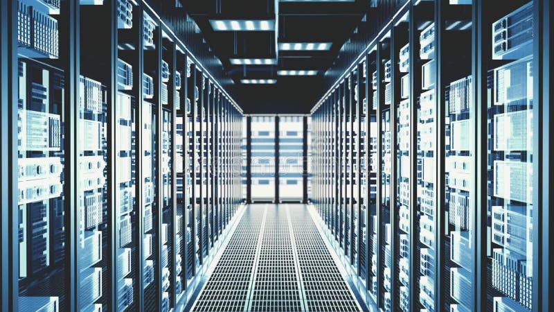 Cloud Computing Datacenter Server Room Servers Racks in Modern Data ...