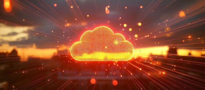 Cloud Computing Depicted with a High-speed Train Against a Cityscape ...