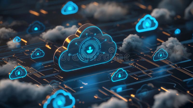 Cloud Computing Design Concept Highlighting Devices Connected To the Cloud, Which Represents the ...
