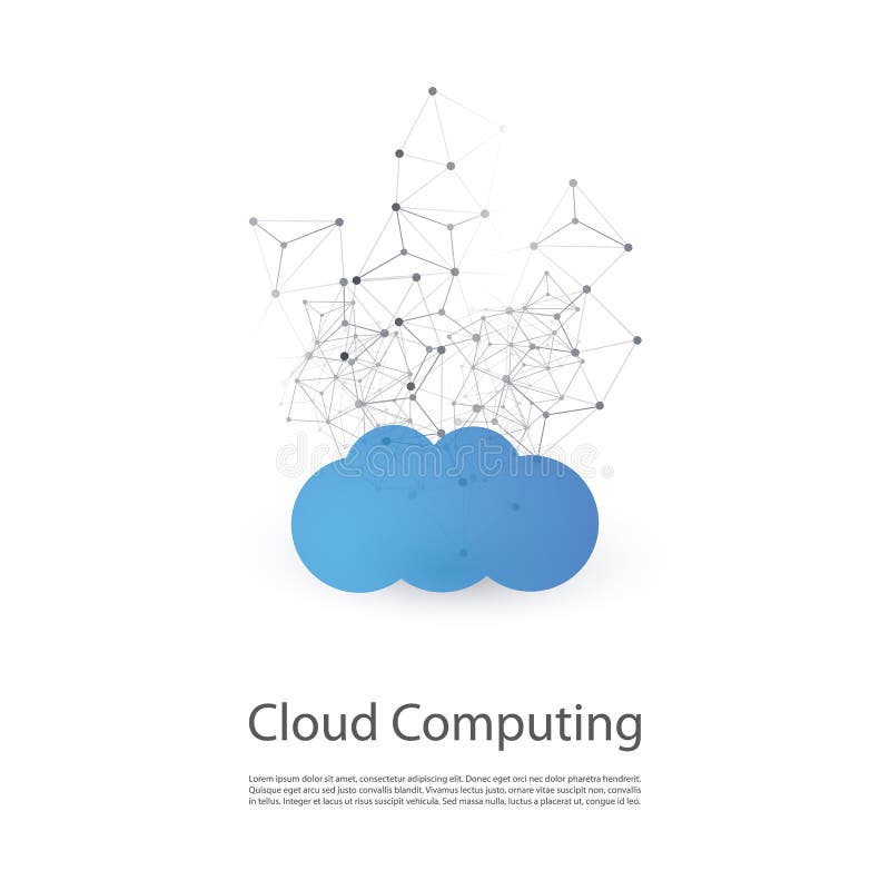Cloud Computing Design Concept with Wireframe - Digital Network Connections, Technology ...