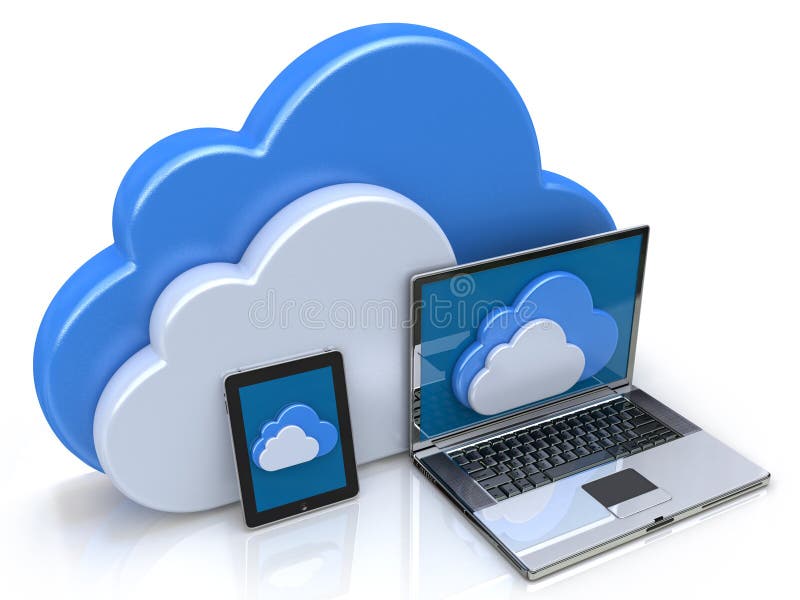 Laptop Computer Connected To a Cloud Via Wifi. Stock Illustration ...