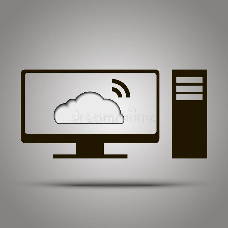 Cloud Computing Desktop Icon Stock Vector - Illustration of downloading ...