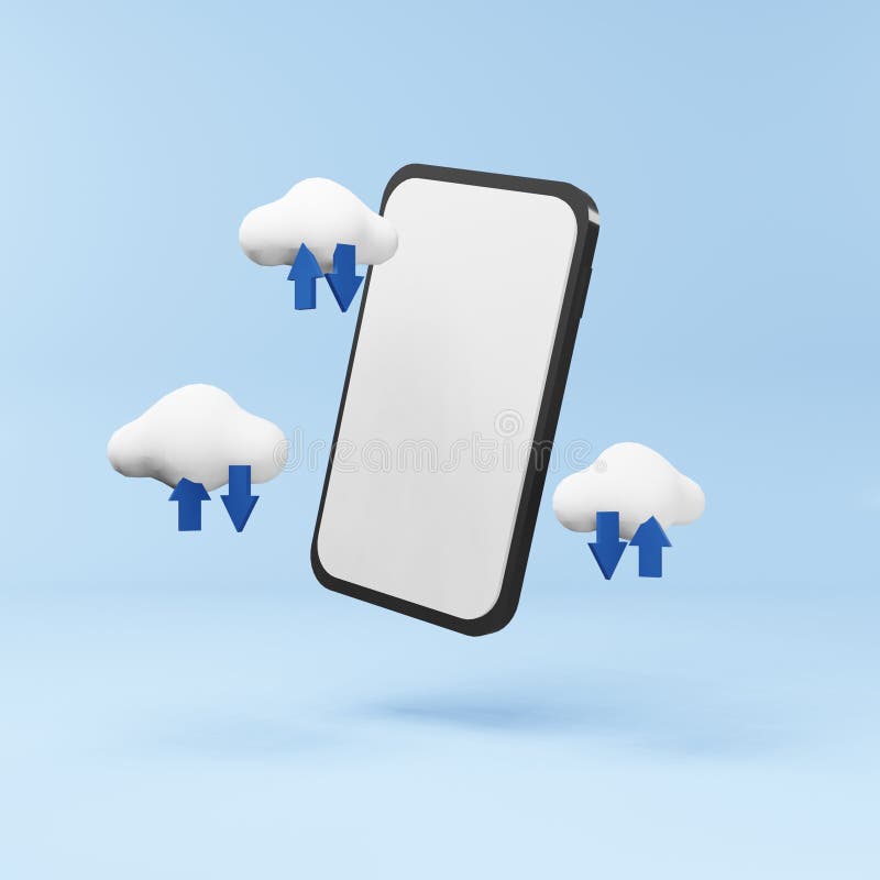 Cloud Computing and Device Concept. 3d Render Illustration of Mobile ...