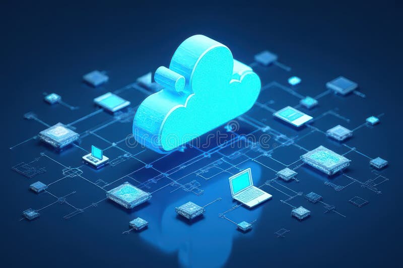 Cloud Computing Devices Connection Stock Illustration - Illustration of ...