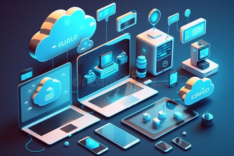 Cloud Computing: Devices and Connections, Generative Ai Stock ... Cloud Computing: Devices and Connections, Generative Ai Stock ...