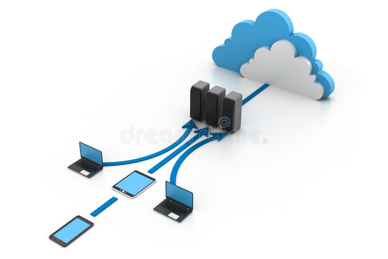 Cloud computing devices stock illustration. Illustration of desktop ...