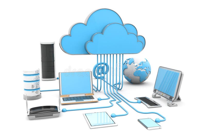 Cloud computing devices stock illustration. Illustration of flowchart ...