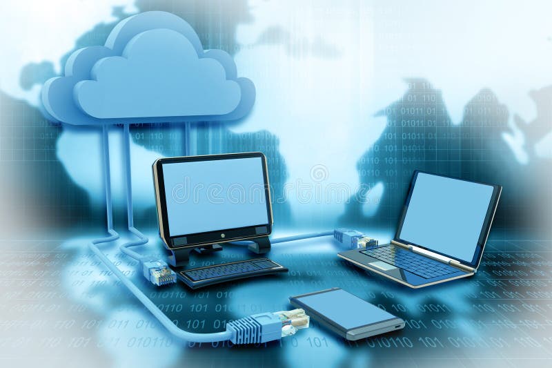 Cloud Computing Devices. Internet Network Concept Stock Illustration ...