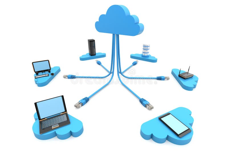 Cloud computing devices stock illustration. Illustration of storage ...
