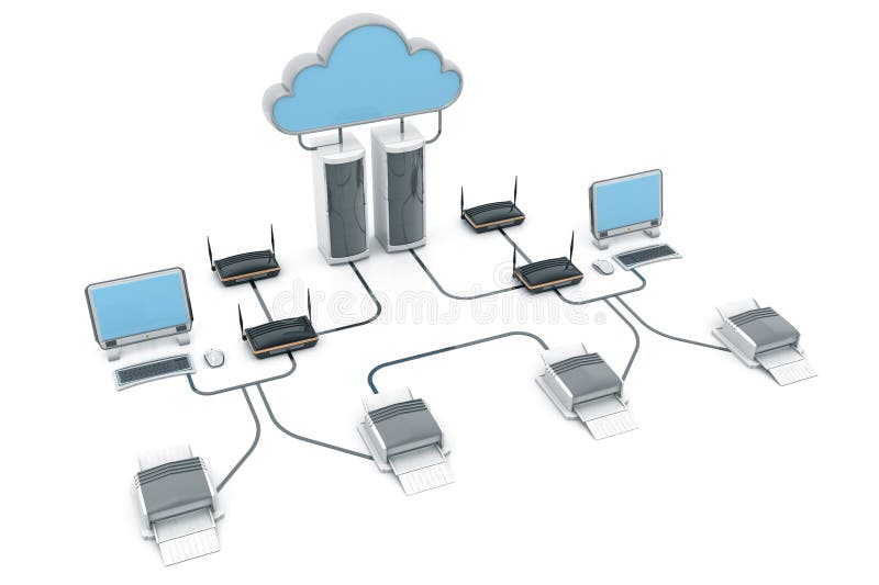 Cloud computing devices stock illustration. Illustration of server ...