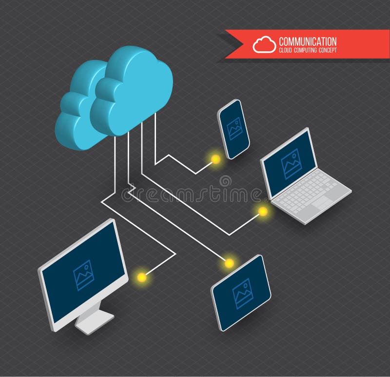 Cloud Computing Diagram 3D Style. Stock Vector - Illustration of folder ...