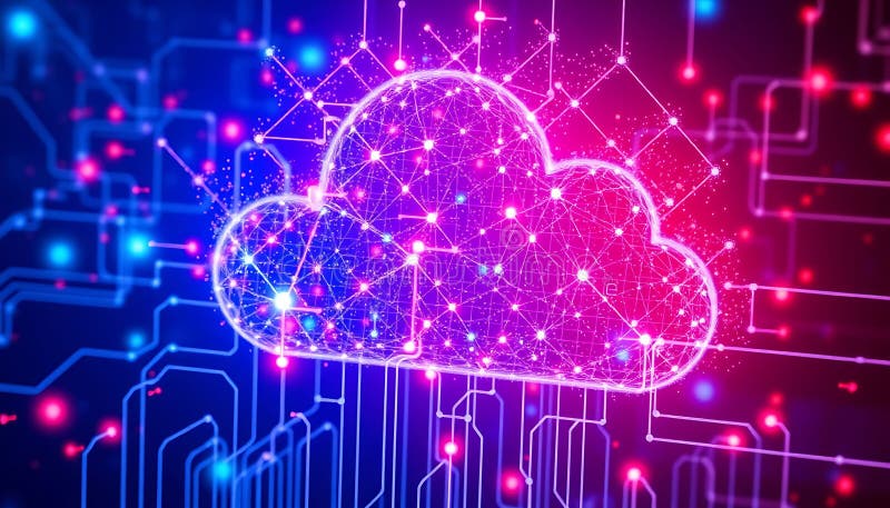 Cloud Computing Diagram, Digital Network, and Technology Concept Art ...