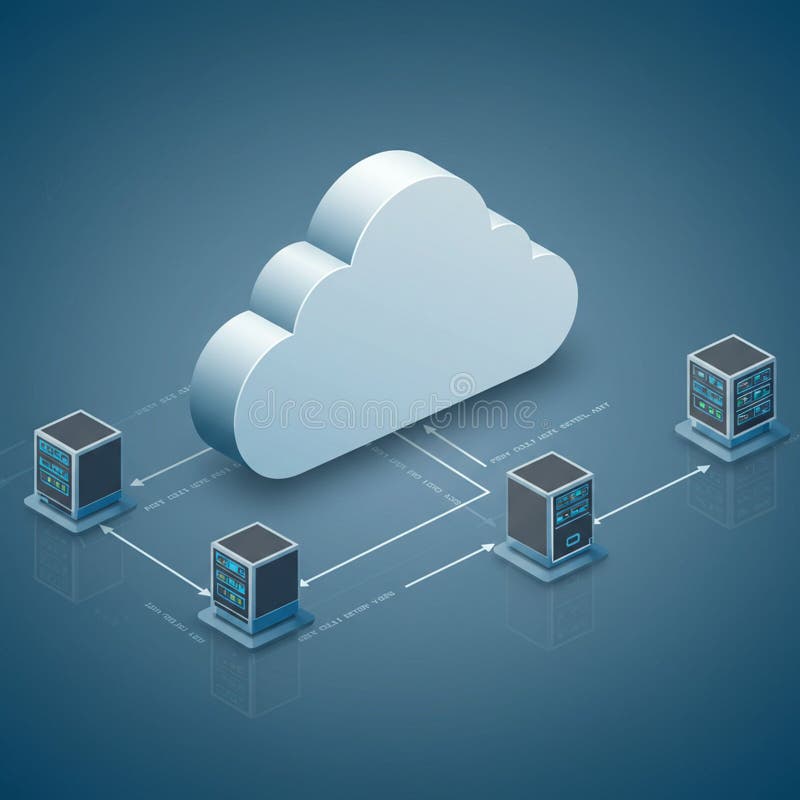 Cloud Computing Diagram Illustrating Data Exchange between a Large, Central Cloud Stock ...