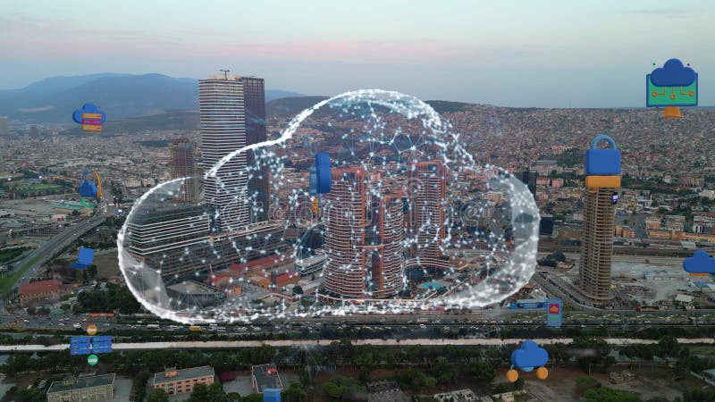 Cloud Computing Diagram Network Data Storage Technology Service Stock