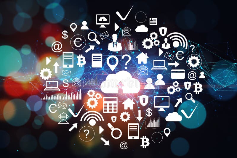 Cloud Computing Diagram Ointerface Stock Illustration - Illustration of ...