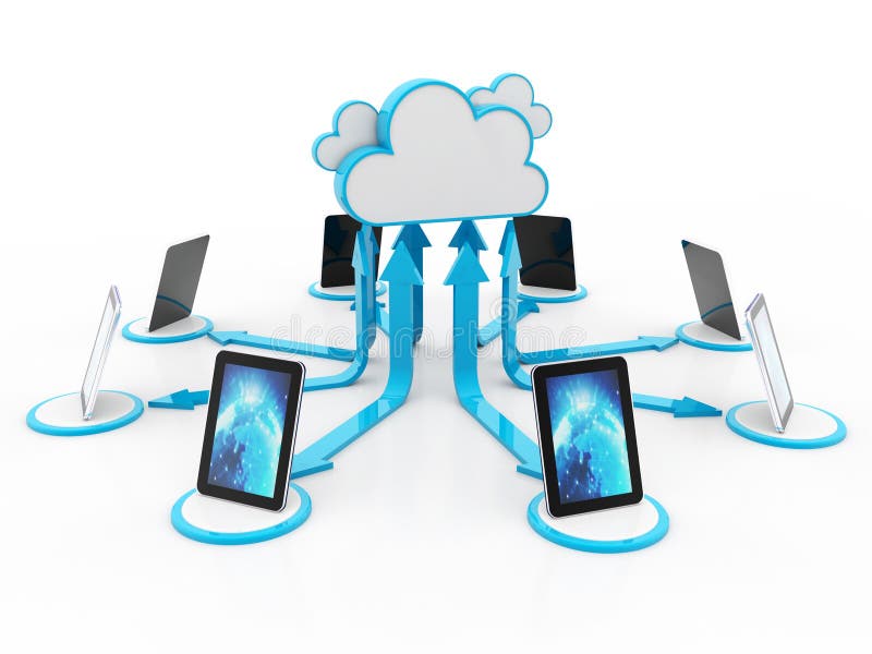 Cloud Computing Concept, Cloud Network. 3d Rendering Stock Image - Image of media, protection ...