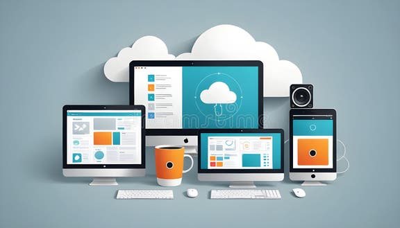 Cloud Computing and Digital Connectivity Across Multiple Devices Stock ...
