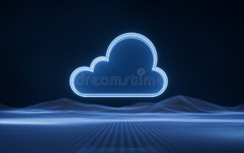 Cloud Computing with Digital Grid, 3d Rendering Stock Illustration ...