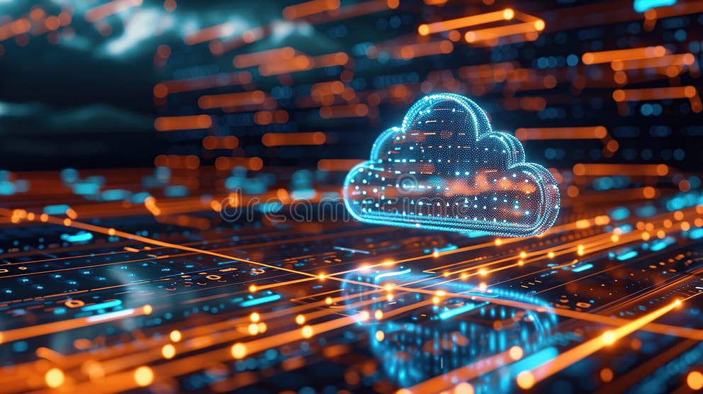 Cloud Computing: Digital Network and Data Storage Stock Illustration - Illustration of network ...