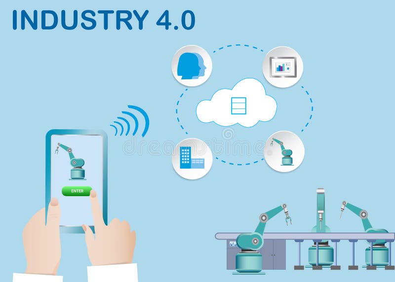 Cloud Computing in the Digital Organization of Production Stock Vector ...