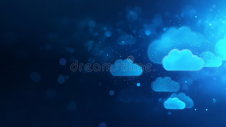 Cloud Computing, Digital Technology, Blue Background, Abstract Design, Data Storage, Network ...