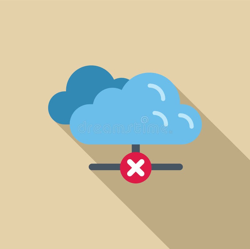 Cloud Computing Disconnecting with Red Cross Mark Icon Showing Loss of ...